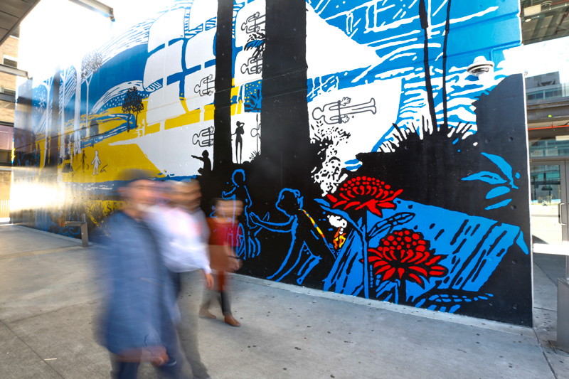 Arthur Phillip High School, Paramatta/Dharug, Mural: The Arrival of ...